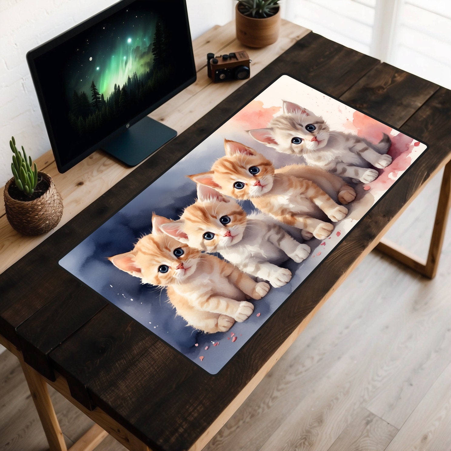 Kitten Desk Mat, Cat Desk Mat, Cute Desk Pad, Kawaii Mousepad ...