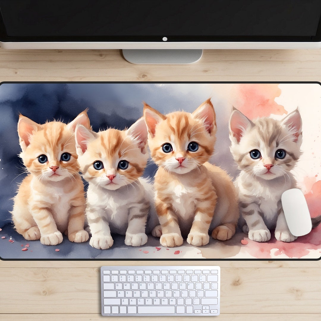 Kitten Desk Mat, Cat Desk Mat, Cute Desk Pad, Kawaii Mousepad ...