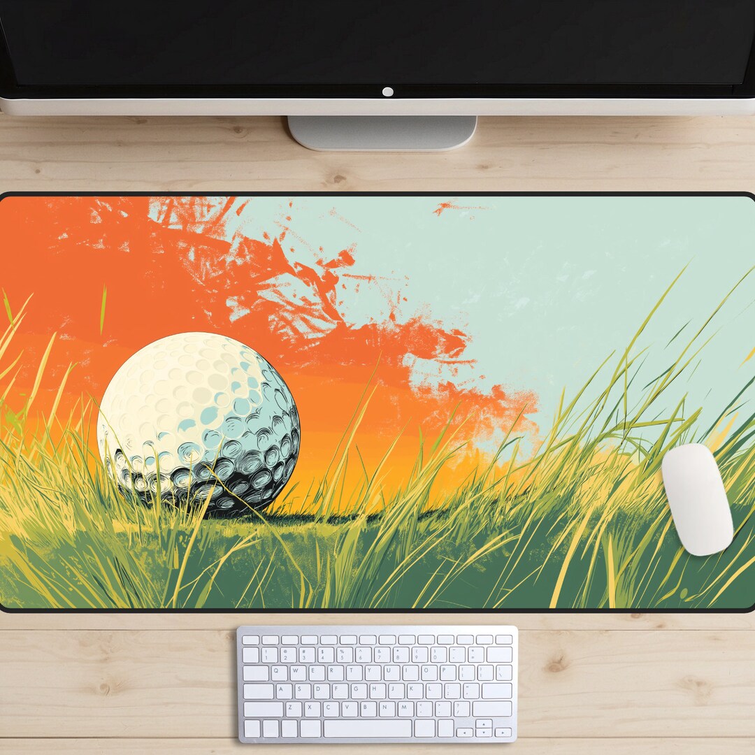 Golf Ball in Grass Desk Mat, Golf Desk Pad, Golfing Mousepad, Golfer ...
