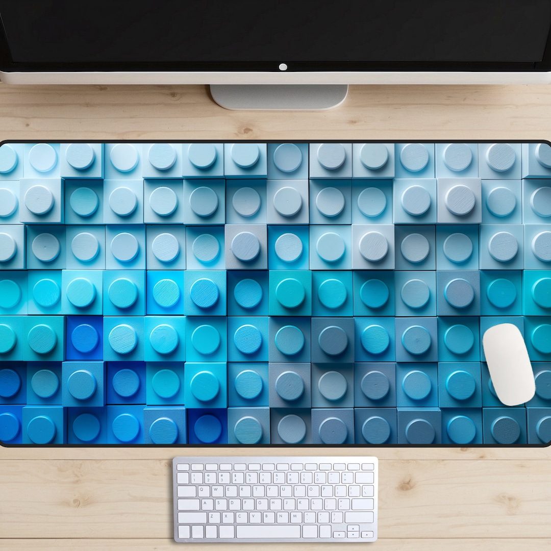 Building Bricks Desk Mat, Blocks Desk Pad, Ocean Blue Desk Mat ...