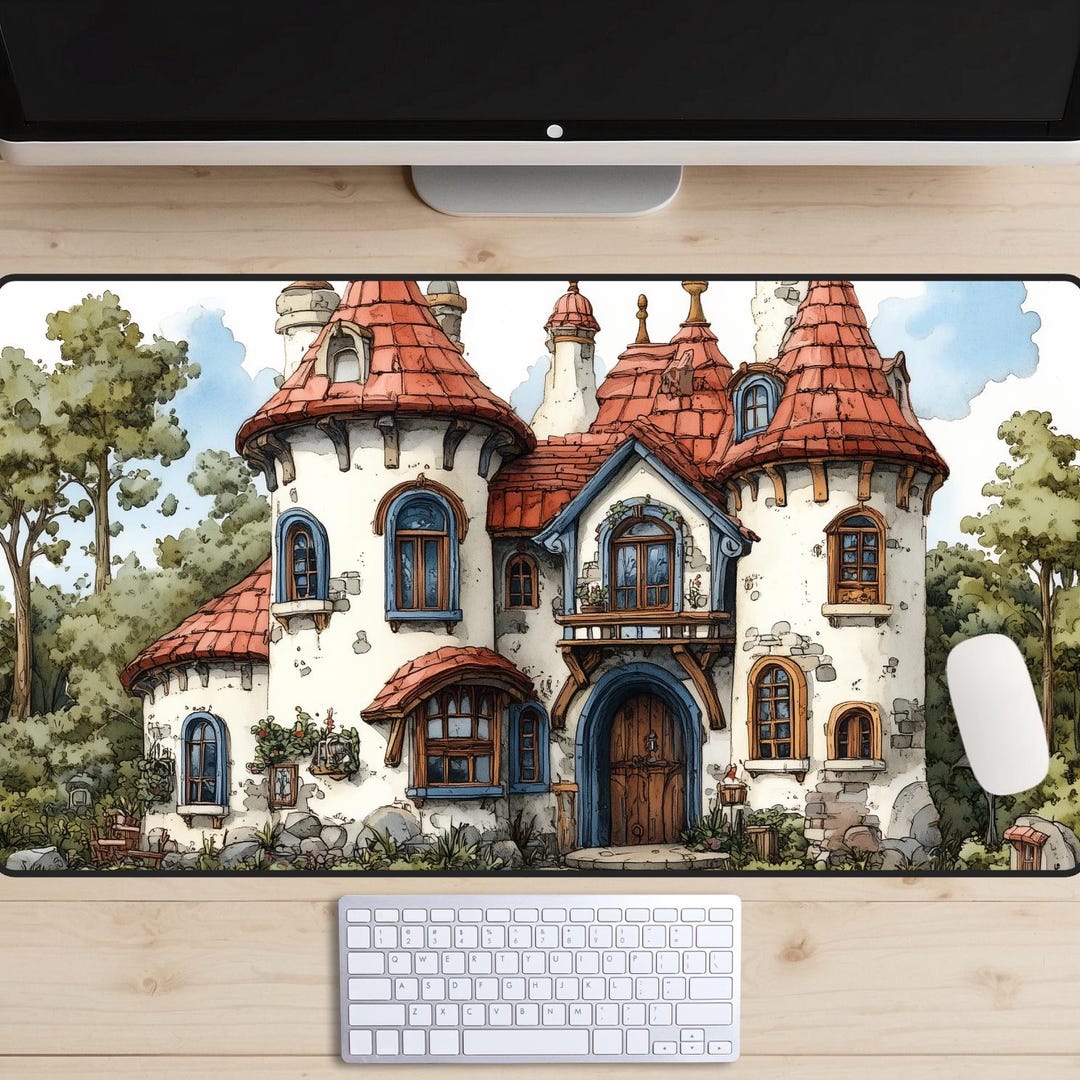 Dwarf Home Desk Mat, Fantasy Cottage Desk Pad, Victorian House Desk ...