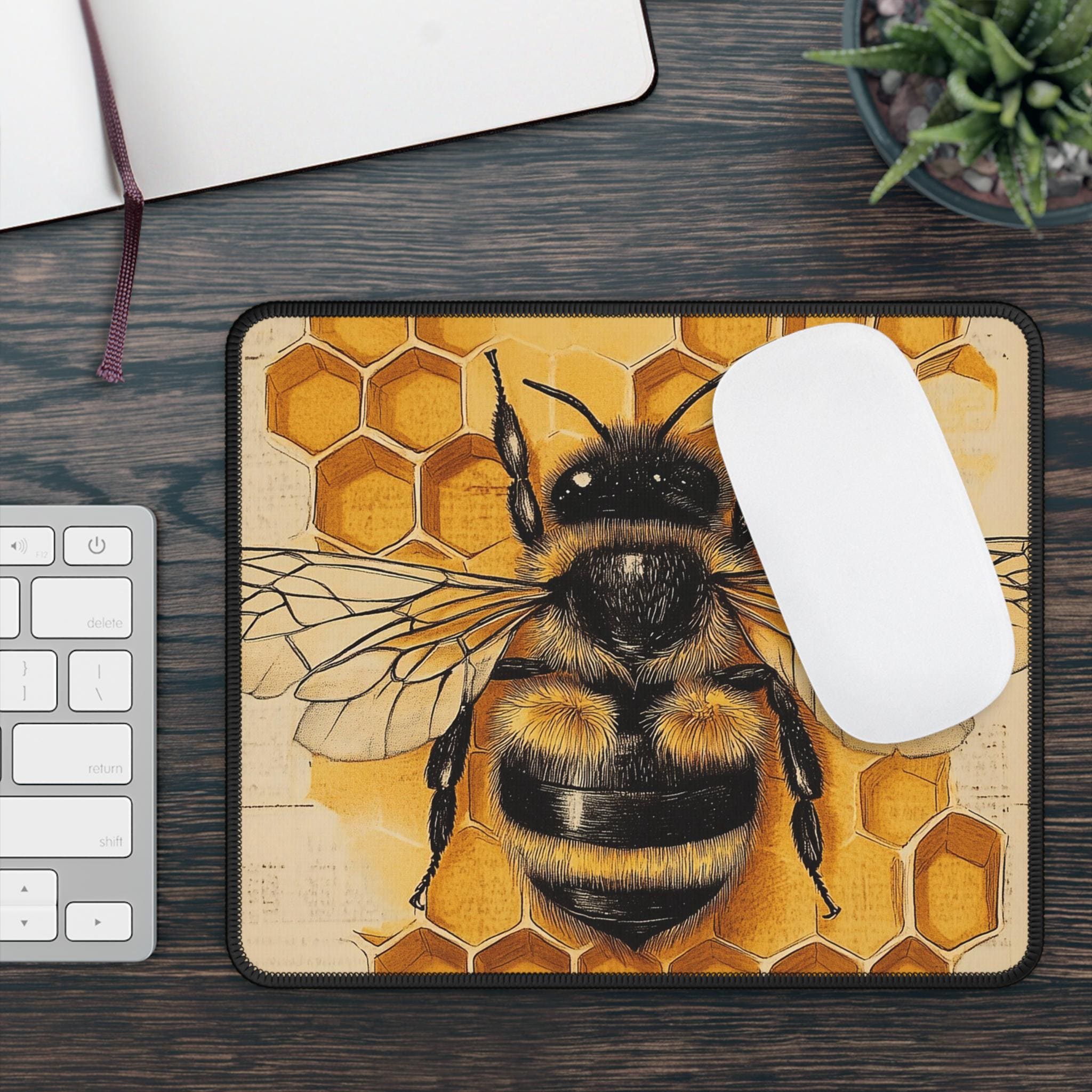 Queen Bee Desk Mat, Honey Bee Desk Pad, Honeycomb Desk Topper, Vintage ...