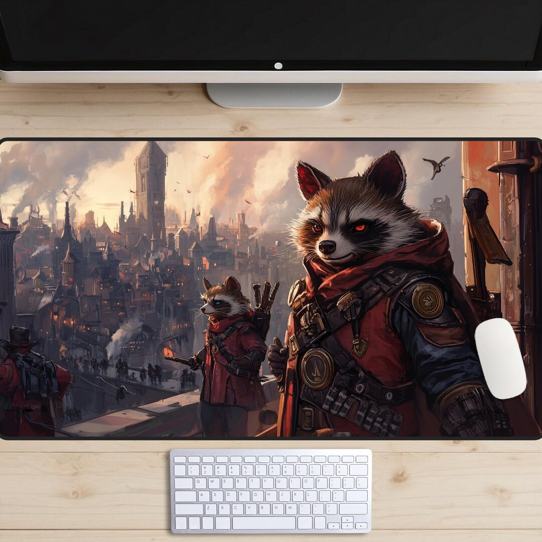 Steampunk Racoon Desk Mat, MTG Play Mat, Warrior Racoons Desk Pad ...