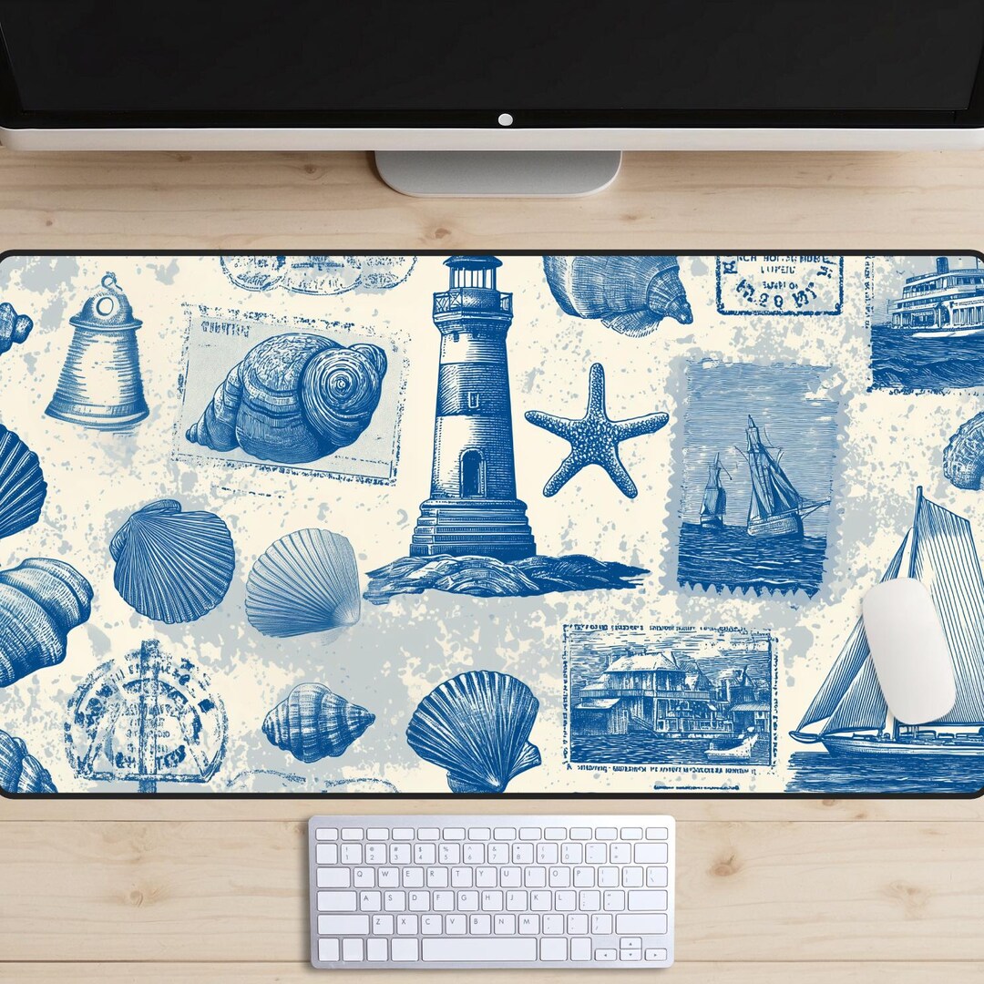 Nautical Theme Desk Mat, Beach Aesthetic Desk Pad, Ocean Lover Desk ...