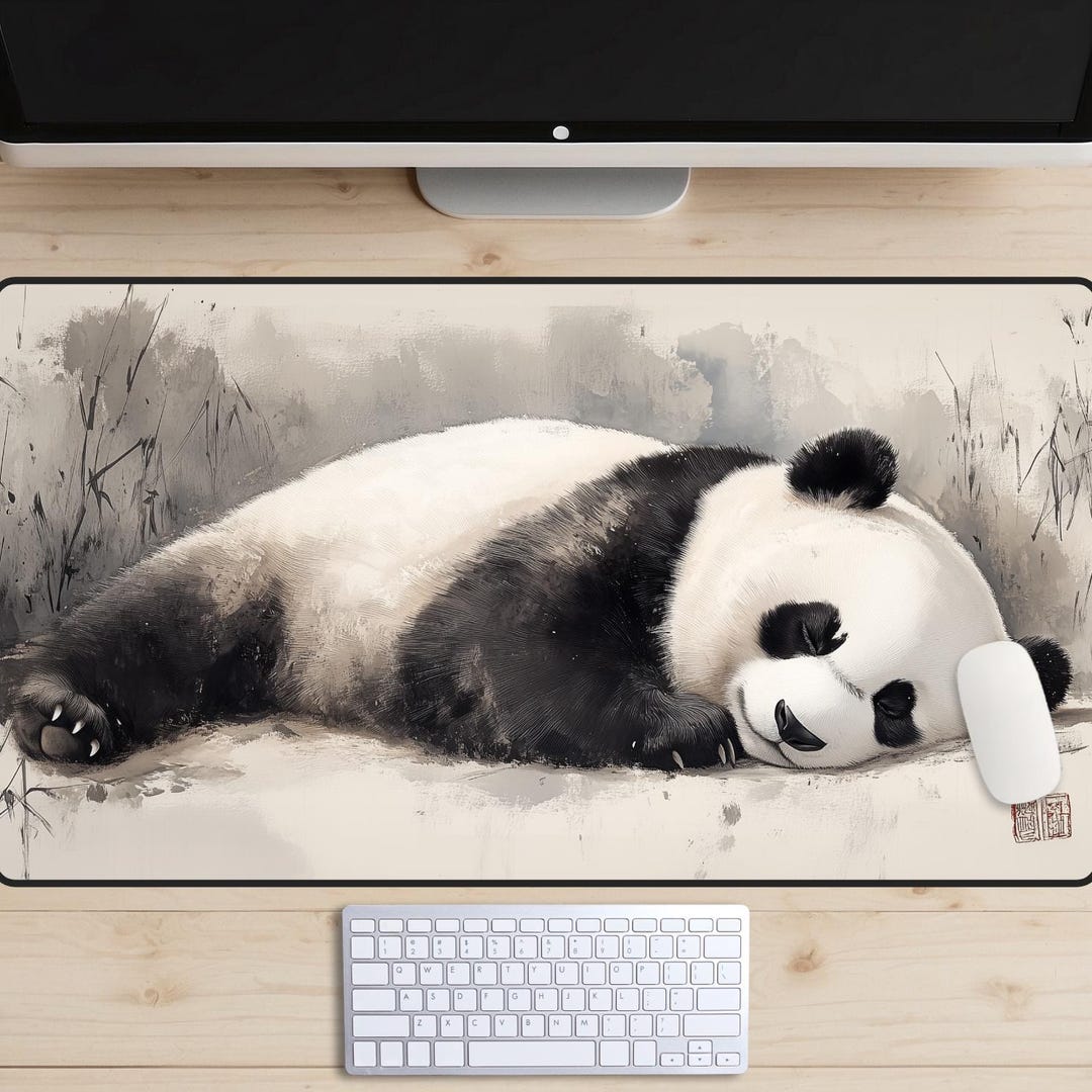 Sleeping Panda Desk Mat, Panda Bear Mousepad, Cute Panda Desk Pad ...