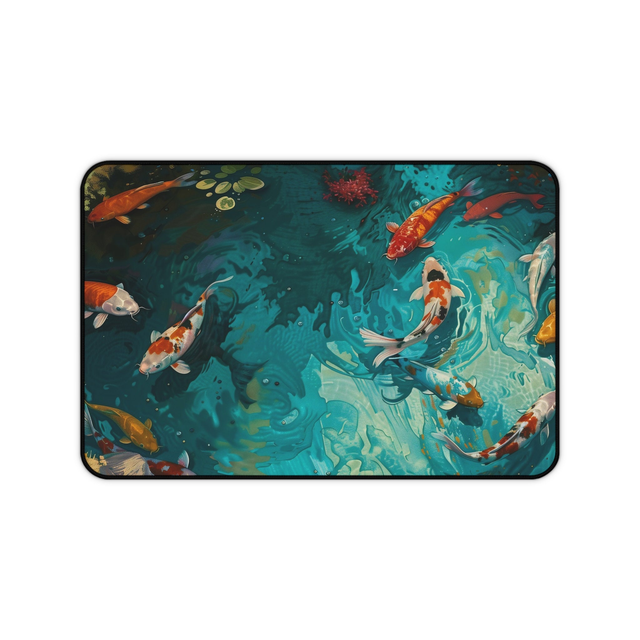 Koi Fish Desk Mat, Koi Pond Desk Pad, Goldfish Mousepad, Zen Painting ...