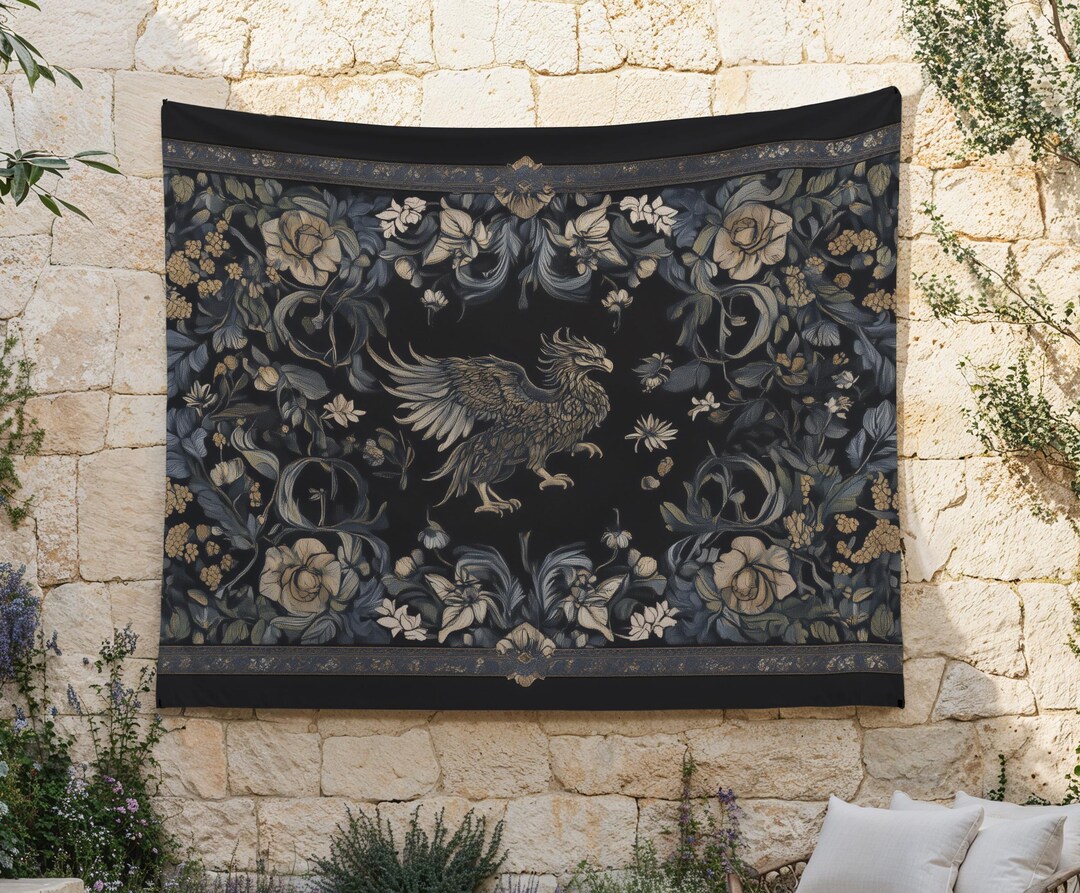 Griffin Tapestry, Medieval Beast Wall Hanging, High Fantasy Wall Cloth ...