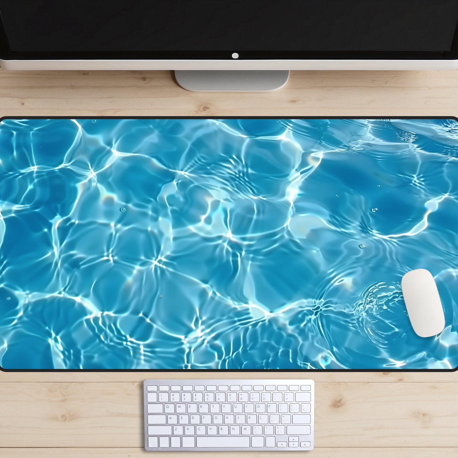 Rippling Water Desk Mat, Water Ripples Desk Pad, Pool Mousepad, Blue ...