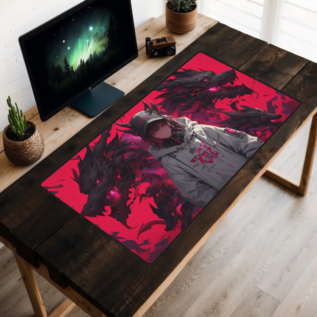 Oni Girl Desk Mat, Anime Desk Mat, Devil Girl Desk Pad, Gaming Mousepad ...
