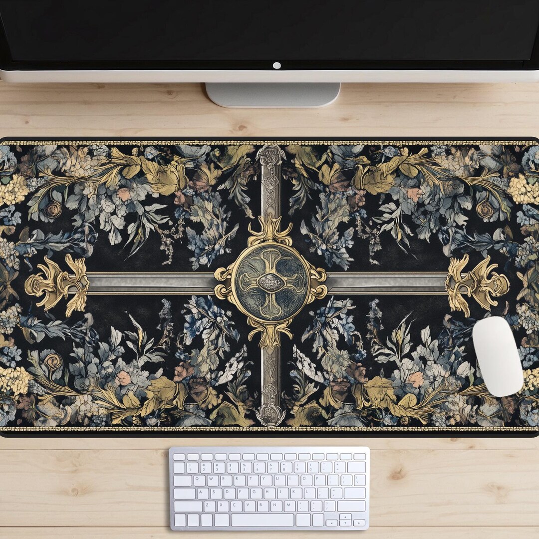 Medieval Crest Tapestry Desk Mat, Iron Emblem Desk Pad, High Fantasy ...