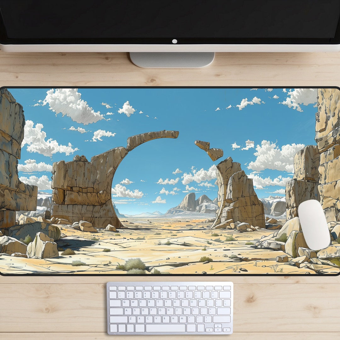 Desert Gate Desk Mat, Desert Sky Desk Pad, Fantasy Landscape Mousepad ...