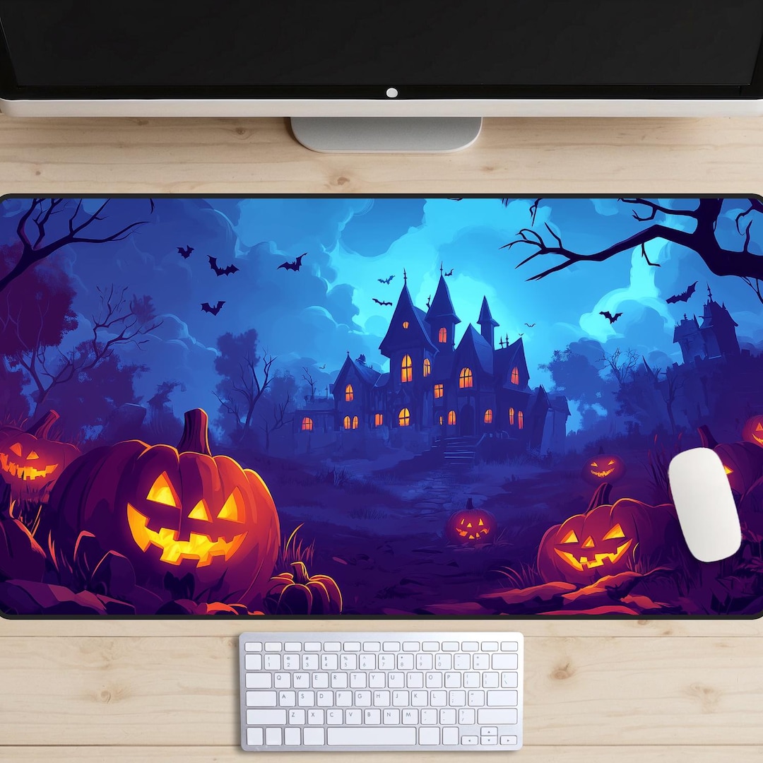 Halloween Desk Mat, Haunted Mansion Desk Pad, Trick or Treat Mousepad ...