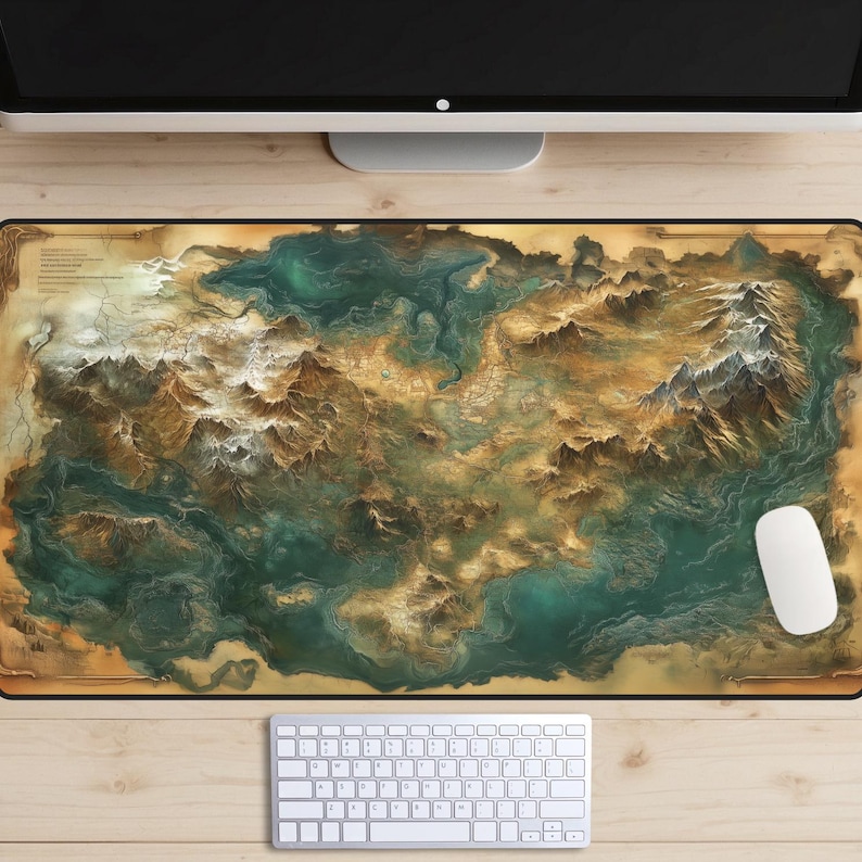 World Building Map Desk Mat, Fantasy Continent Desk Pad, Video Game Map ...
