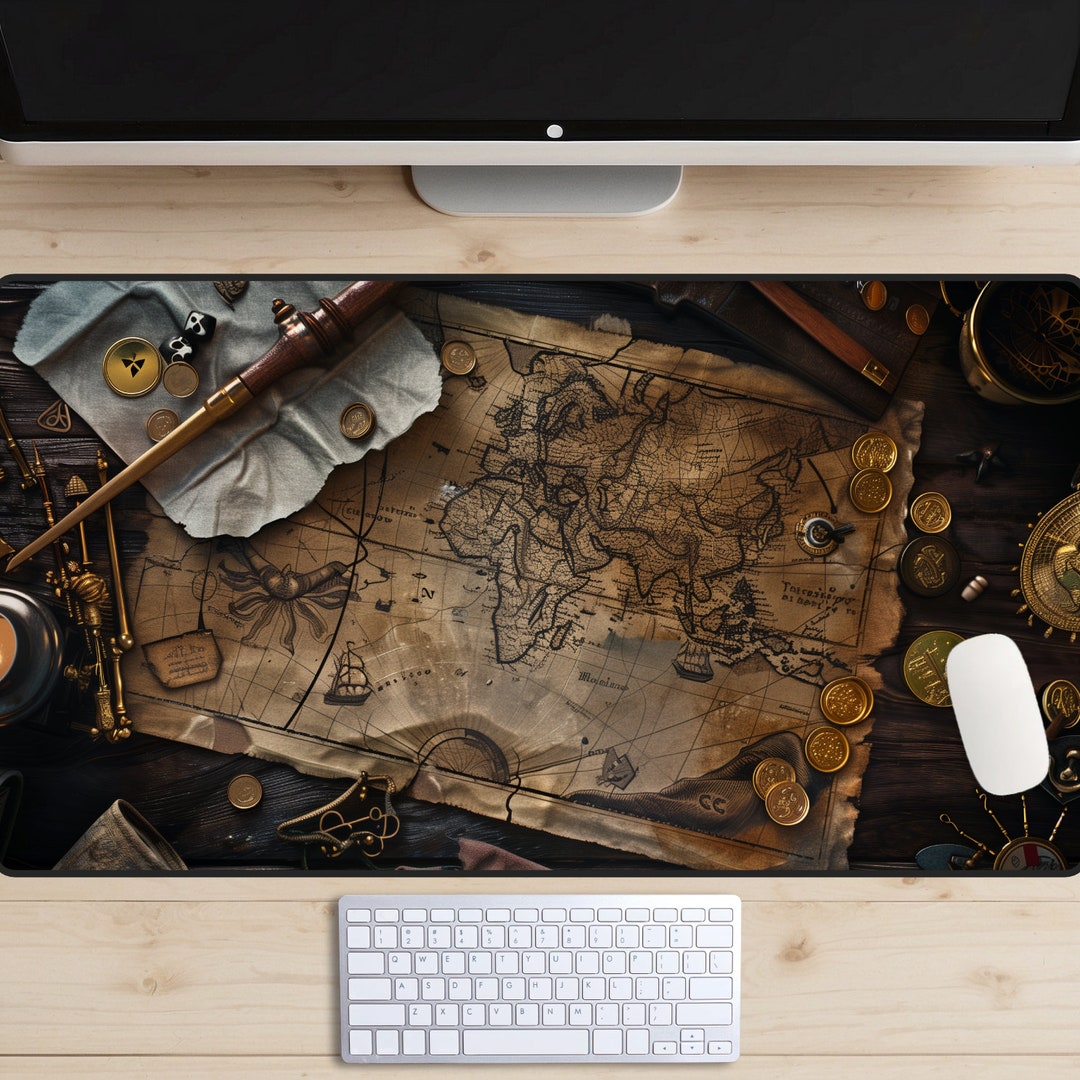 Pirate Map Desk Mat, MTG Play Mat, Fantasy Desk Pad, Lorcana Game Mat ...