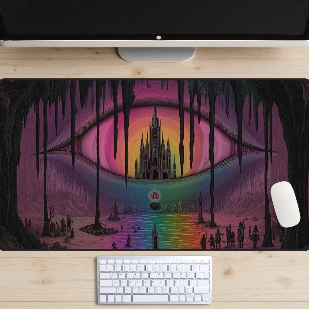 The All Seeing Eye Desk Mat, Surreal Art Desk Pad, Trippy Pop Art Desk ...