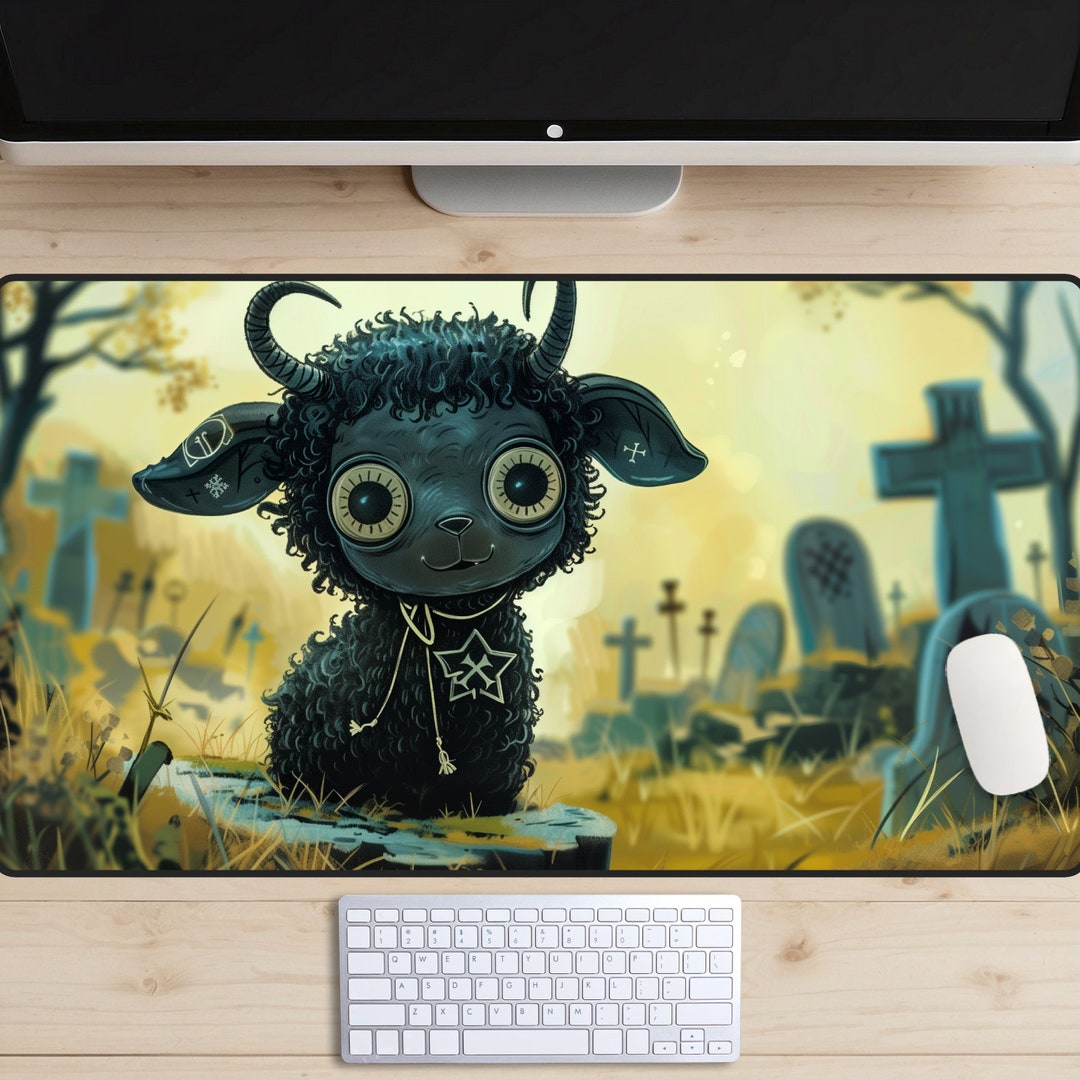 Its Fleece Was Black as Coal Desk Mat, Cult Lamb Desk Pad, Cute Gothic ...