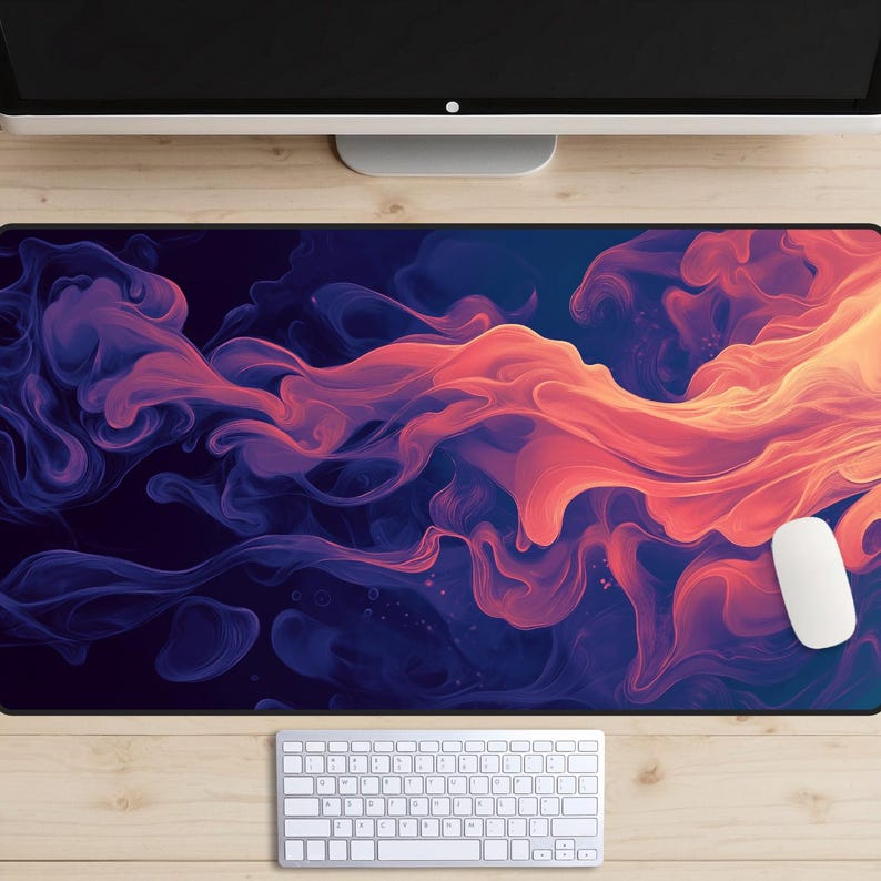 Purple Haze Desk Mat, Smoke Desk Pad, Abstract Desk Topper, Smokey ...
