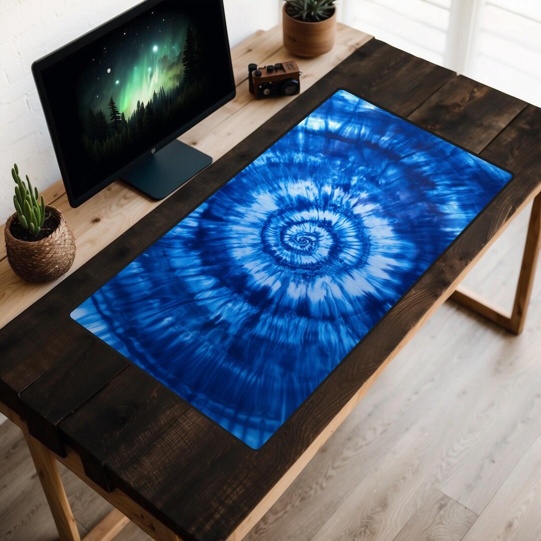 Blue Tie Dye Desk Mat, Psychedelic Desk Topper, Hippie Mousepad, Good ...