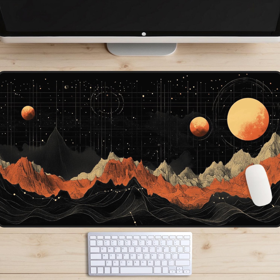 The Geometry of the Planets Desk Mat, Topographic Planet Map Desk Pad ...