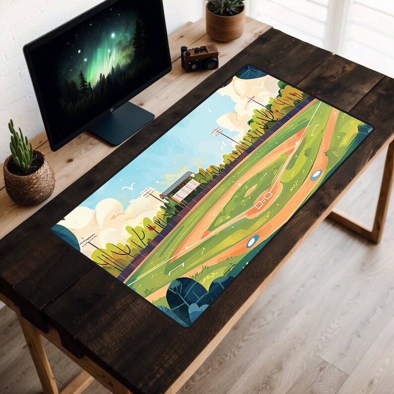 Baseball Field Desk Mat, Baseball Diamond Desk Pad, Softball, Vintage ...