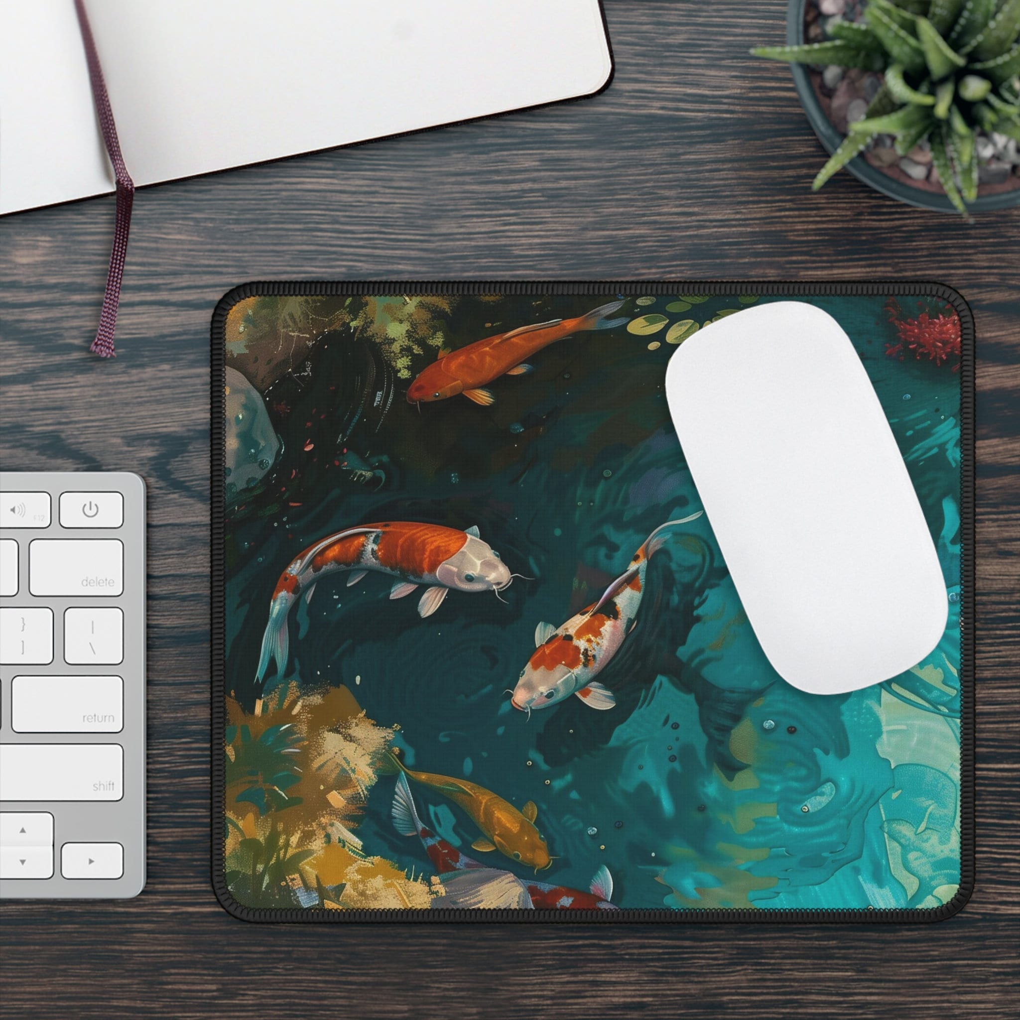 Koi Fish Desk Mat, Koi Pond Desk Pad, Goldfish Mousepad, Zen Painting ...