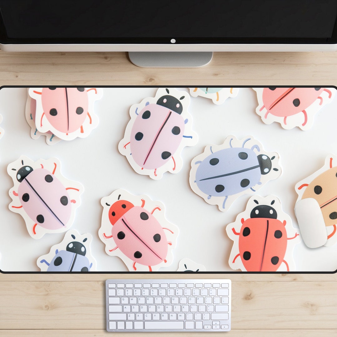 Paper Ladybugs Desk Mat, Cute Ladybug Desk Pad, Trendy Workspace, Lady ...