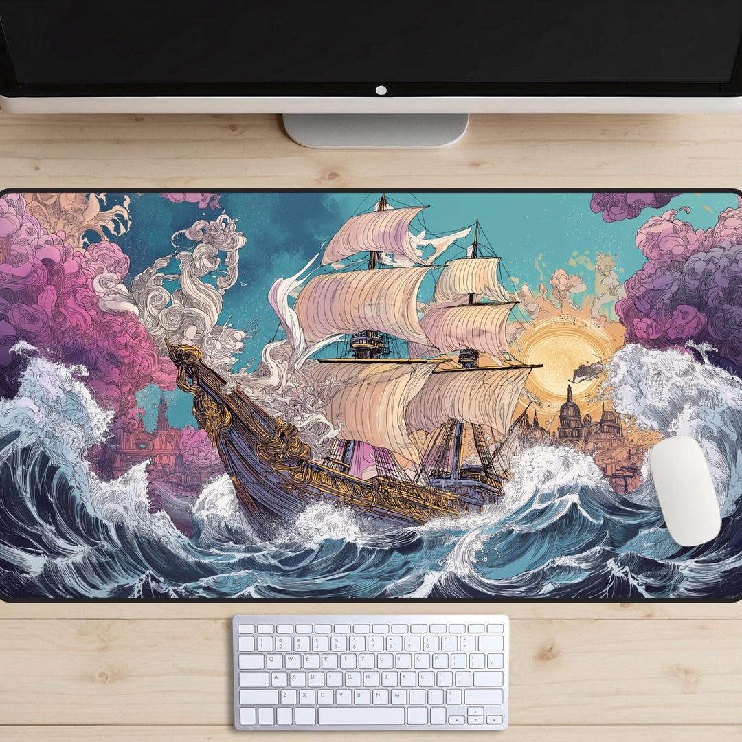 Adventure on the High Seas Desk Mat, Ship at Sea Desk Pad, Sailing on ...