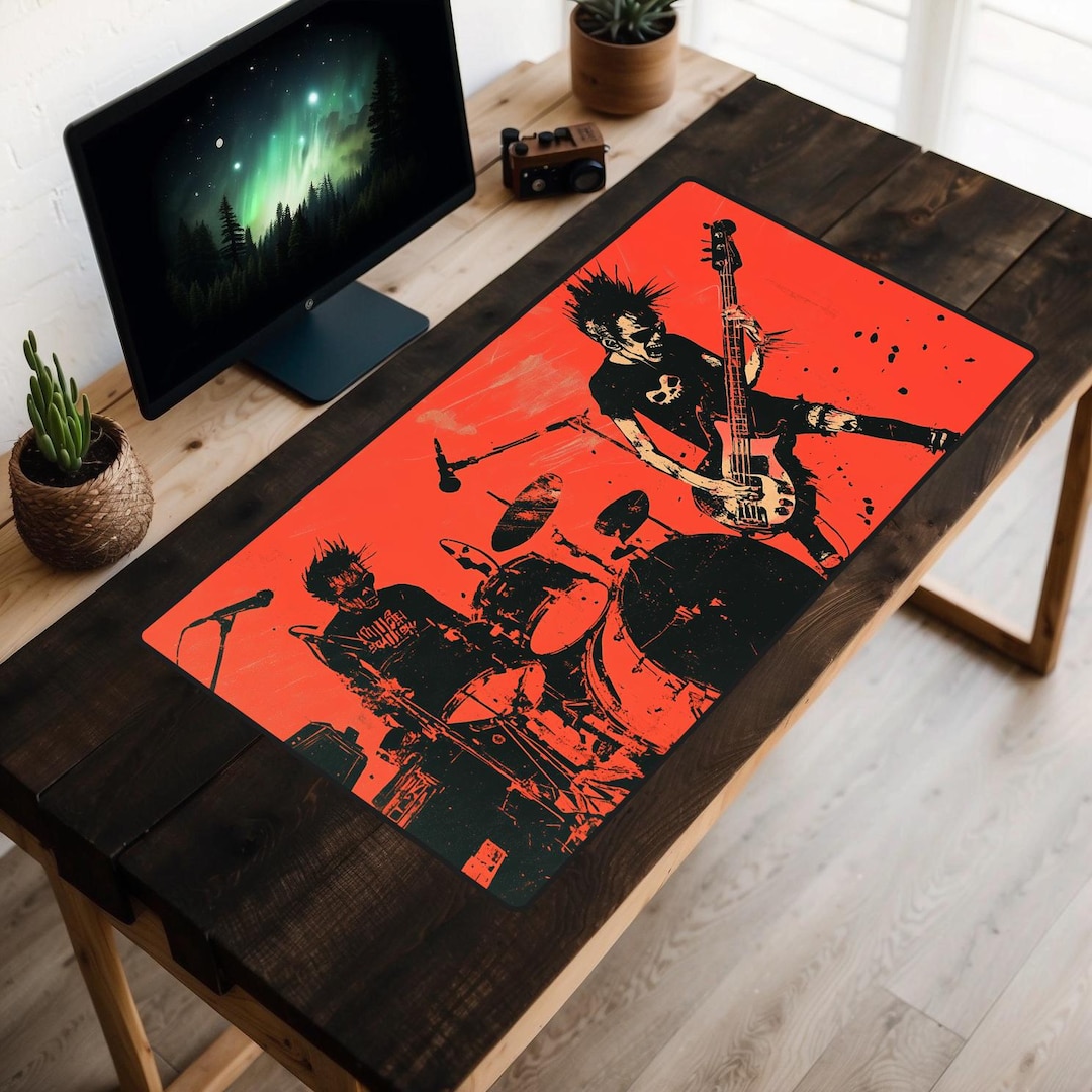 Punk Rock Paradise Desk Mat, Grunge Band Desk Pad, Rock and Roll Desk ...