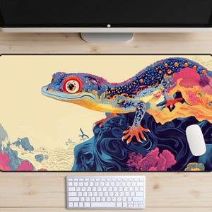 Ancient Gecko Dragon Desk Mat, Colorful Lizard Desk Pad, Mythological ...