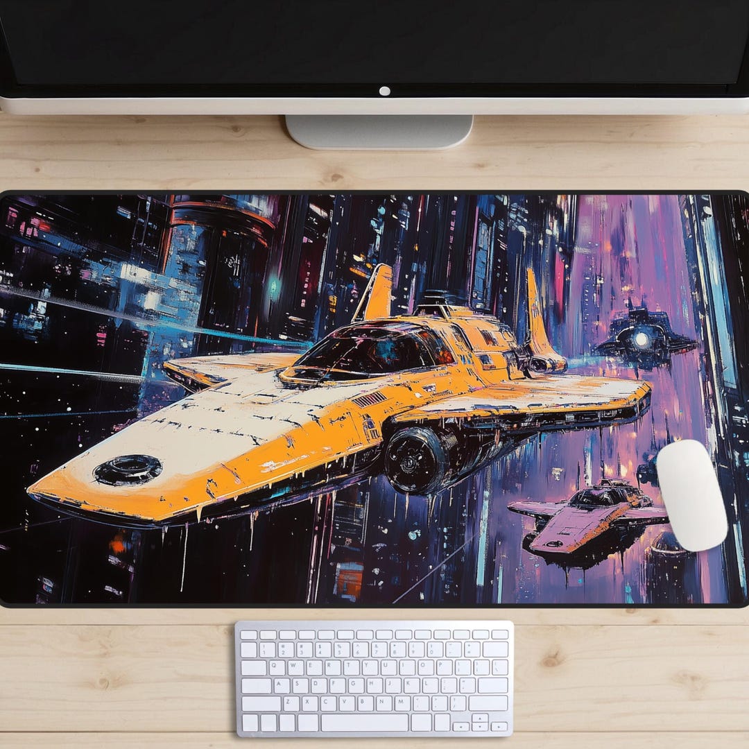 Skyway Desk Mat, Cyberpunk City Desk Pad, Futuristic Sci Fi Desk Topper ...