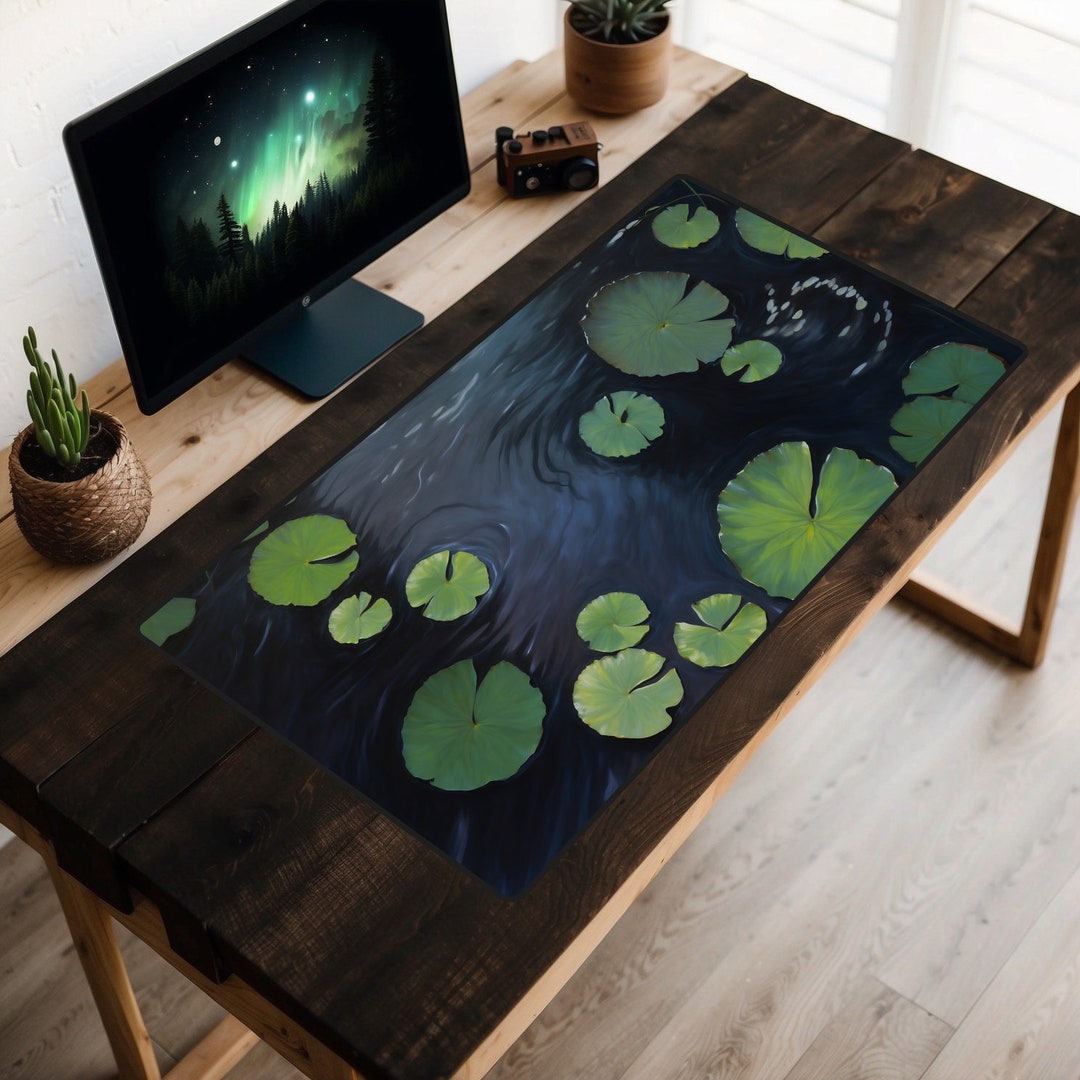 Lily Pad Desk Mat, Water Lilies Mouse Pad, Pond Desk Mat, Stream Play ...