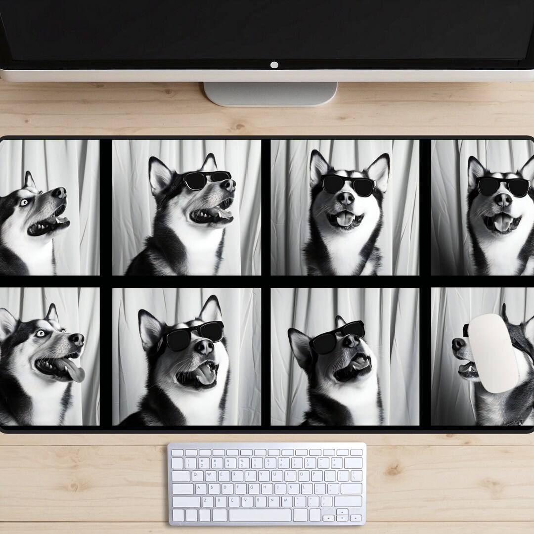 Happy Husky Desk Mat, Dog Desk Mat, Puppy Mousepad, Pet Lover Play Mat ...