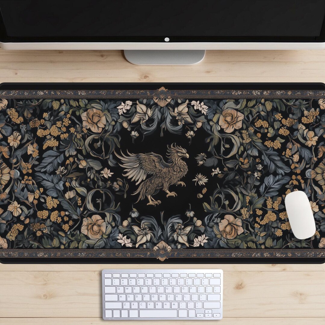 Griffin Tapestry Desk Mat, Medieval Beast Desk Pad, High Fantasy Desk ...