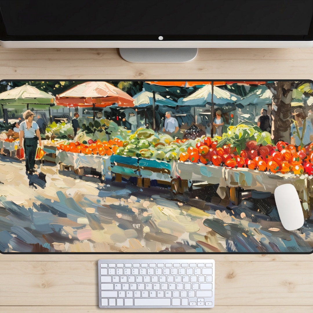 Farmer's Market Painting Desk Mat, Fruits and Vegetables Shop Desk Pad ...