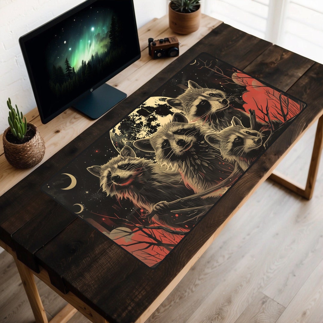 Racoon Desk Mat, Racoons Mousepad, Trash Panda Desk Pad, Trendy ...