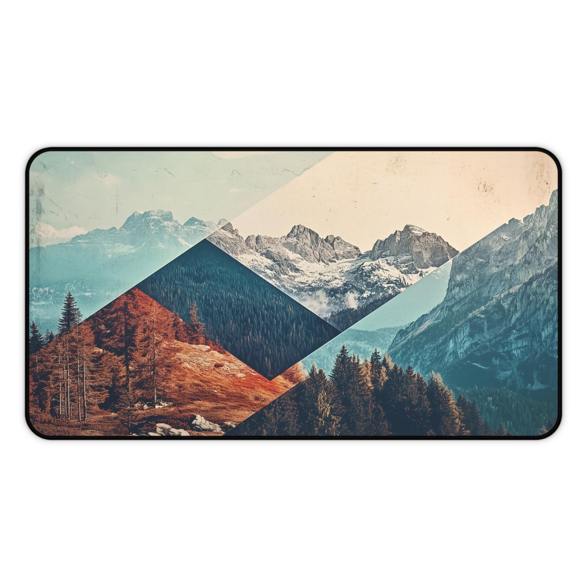 Vintage Mountain Photos Collage Desk Mat, Forest Desk Pad, Woods Desk ...