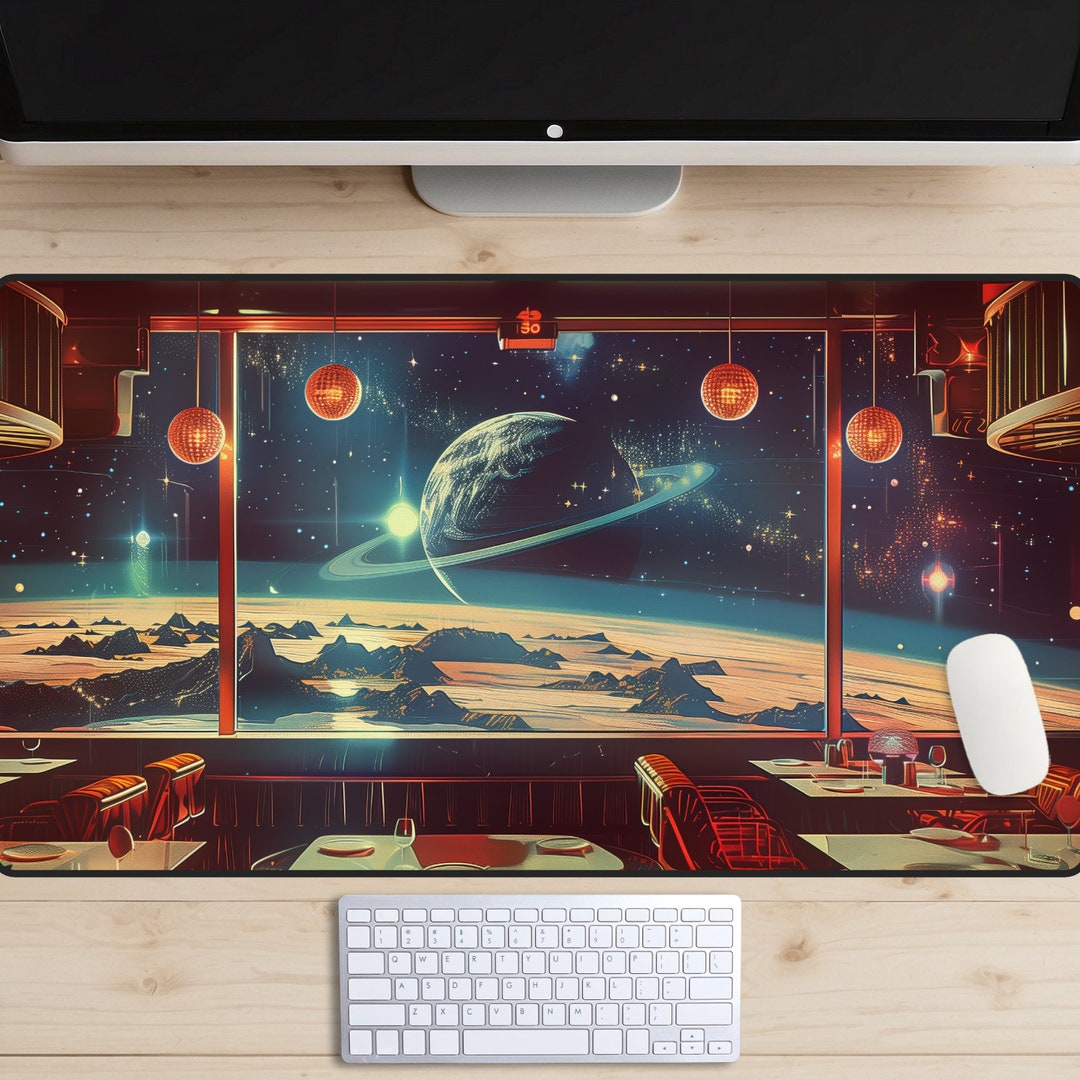 Space Diner Desk Mat, Outer Space Rest Stop Desk Pad, Galaxy Hitchhiker ...