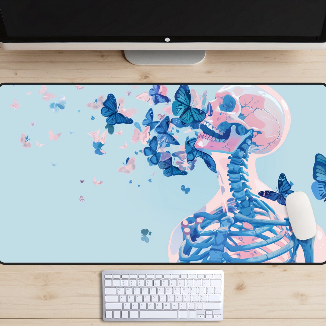 Butterfly Skeleton Desk Mat, Skeleton Desk Pad, Butterflies Mousepad ...
