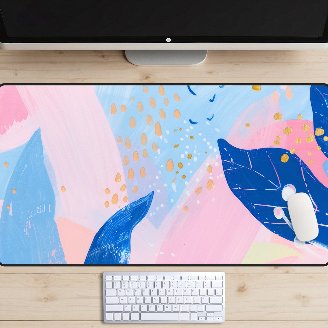 Abstract Pastels Desk Mat, Painting Artwork Desk Pad, Pastel Pink Blue ...