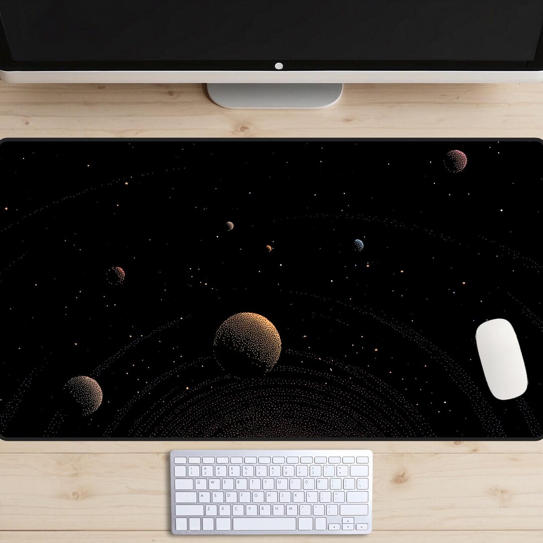 Minimalist Space Orbit Desk Mat, Outer Space Desk Topper, Interstellar ...