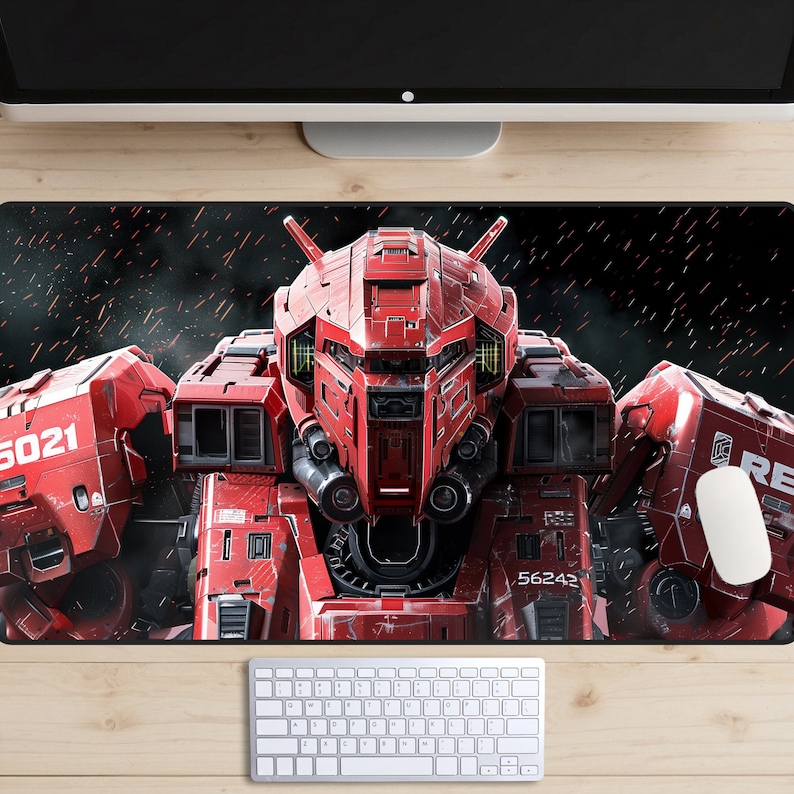 Giant Red Mecha Desk Mat, Combat Mech Desk Pad, Mech Suit Mousepad ...