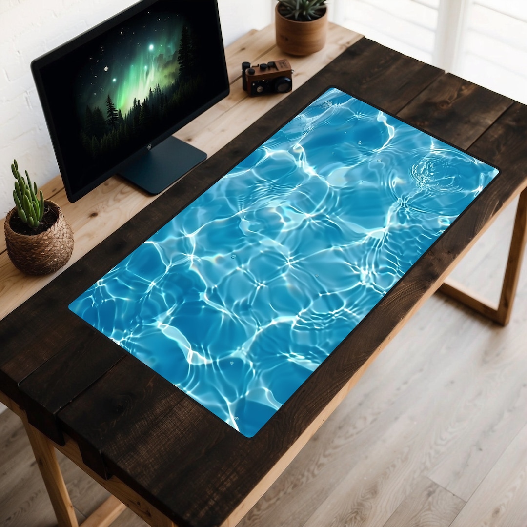 Rippling Water Desk Mat, Water Ripples Desk Pad, Pool Mousepad, Blue ...