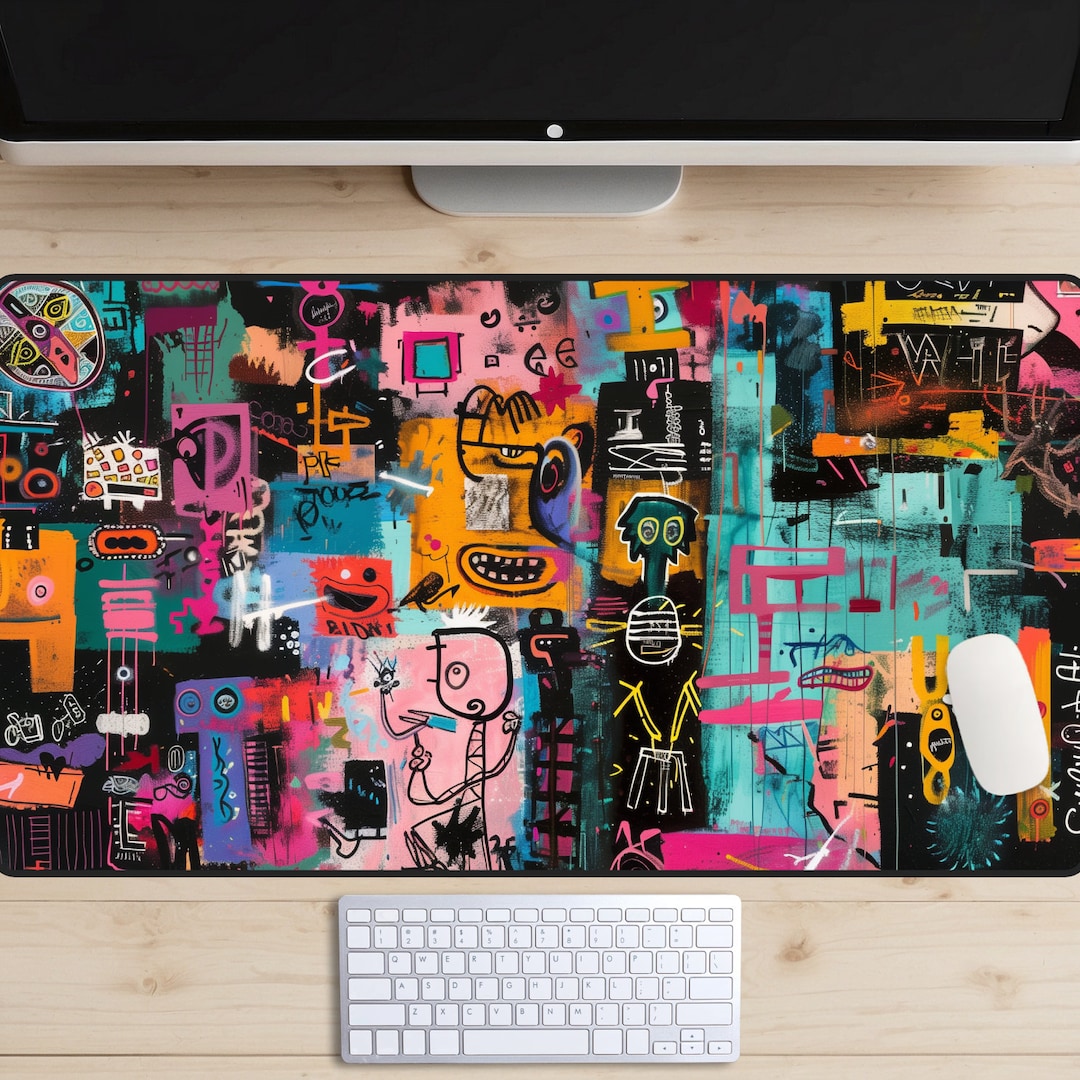 Graffiti Desk Mat, Cyberpunk Deskmat, Urban Street Art Mousepad, Grunge ...