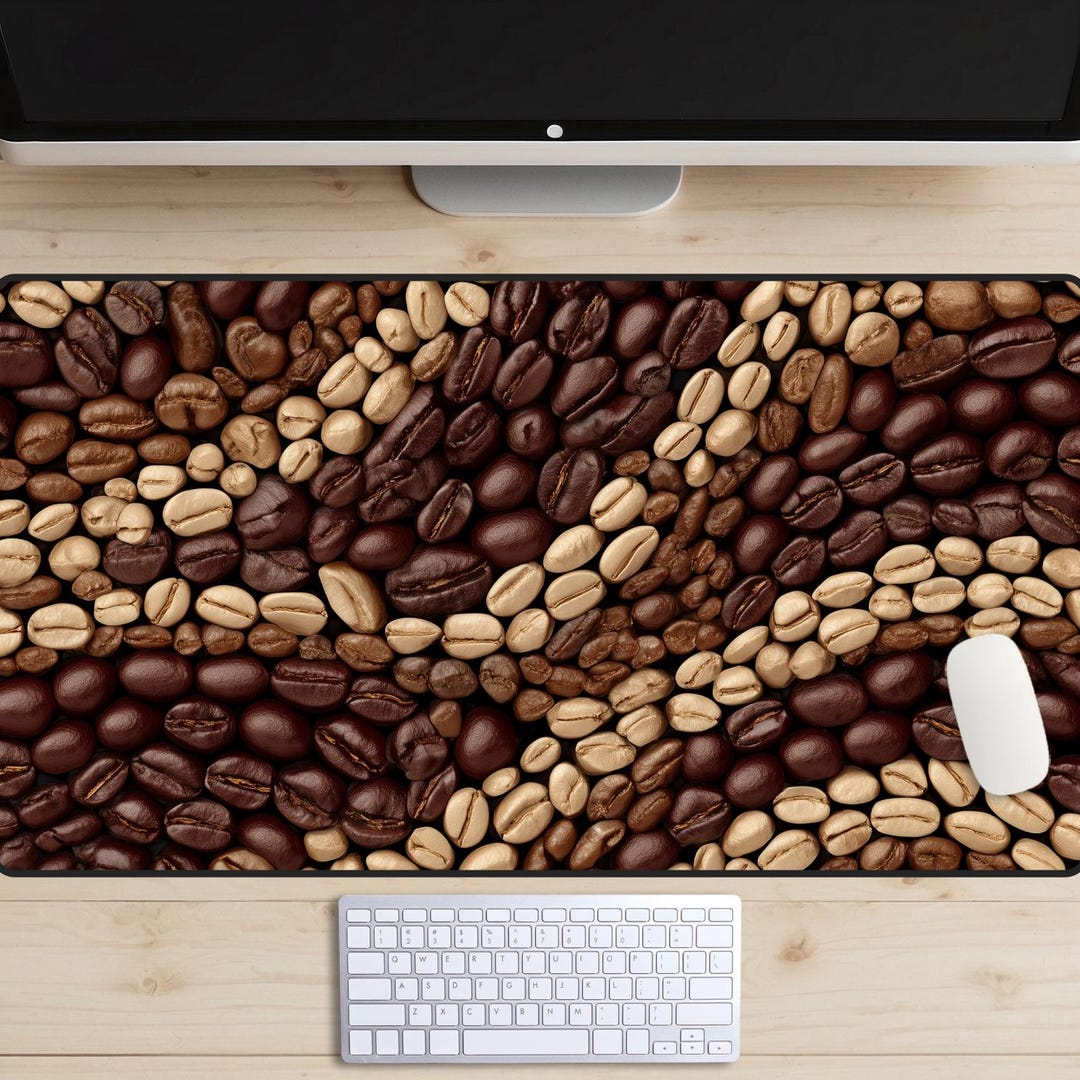 Coffee Bean Swirl Desk Mat, Roasted Coffee Bean Pattern Mousepad ...