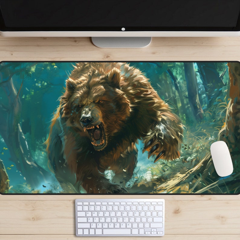 Grizzly Bear Desk Mat, Wild Bear Desk Pad, Fantasy Mousepad, Wild ...