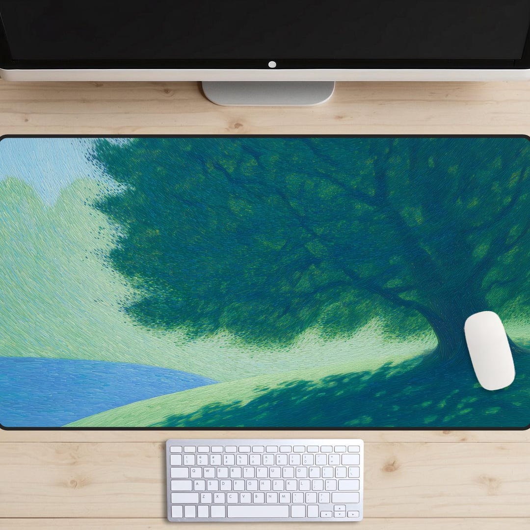 The Wind Through the Leaves Desk Mat, Peaceful Glen Desk Pad, Green ...