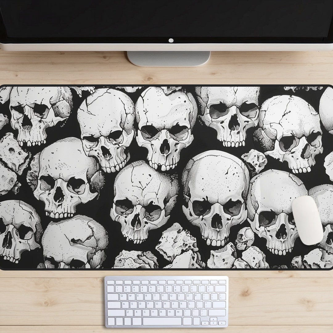 Skulls Desk Mat, Skull Deskmat, Skeleton Mousepad, Medieval Desk Topper ...