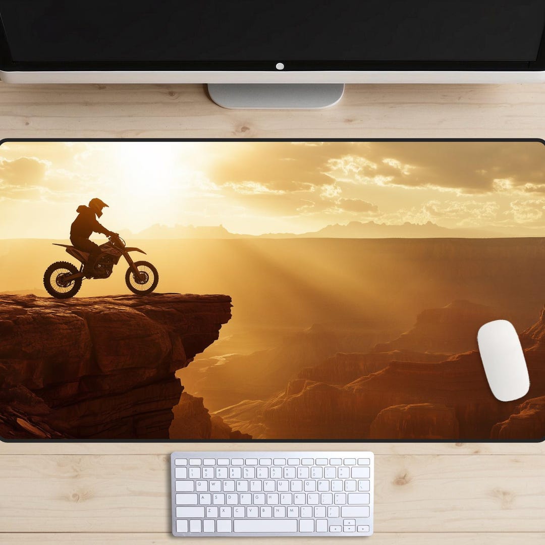 Dirt Bike Digital Art Desk Mat, Motocross Desk Pad, Grand Canyon Desk ...