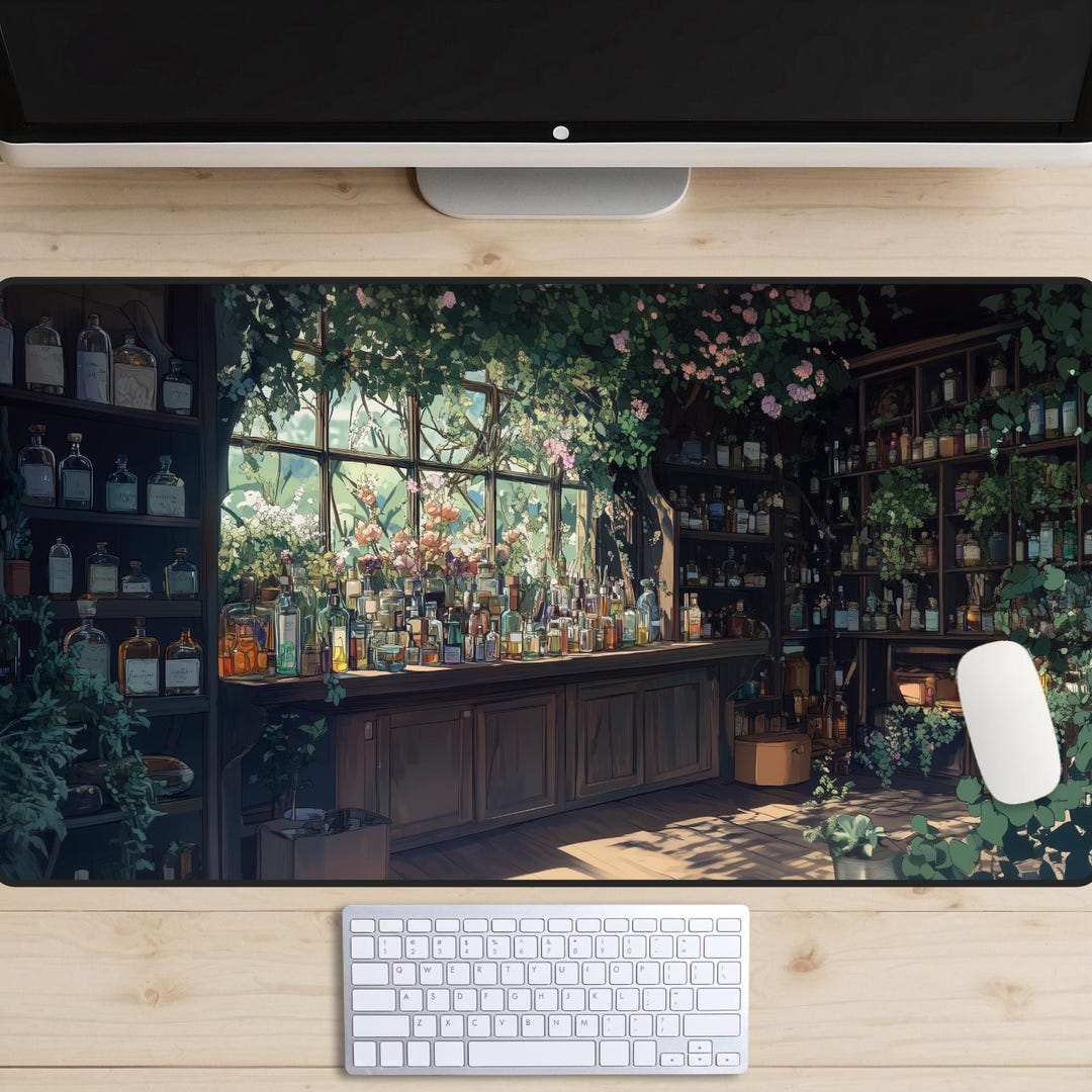 Forest Witch's Apothecary Desk Mat, Witchy Desk Pad, Lofi Desk Mat ...