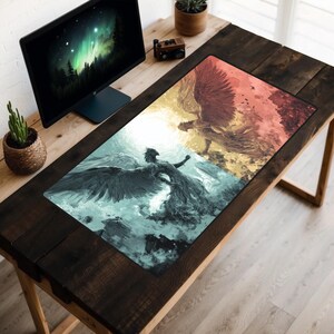 A Battle Between Light and Dark Desk Mat, Angels Desk Pad, Good Vs Evil ...